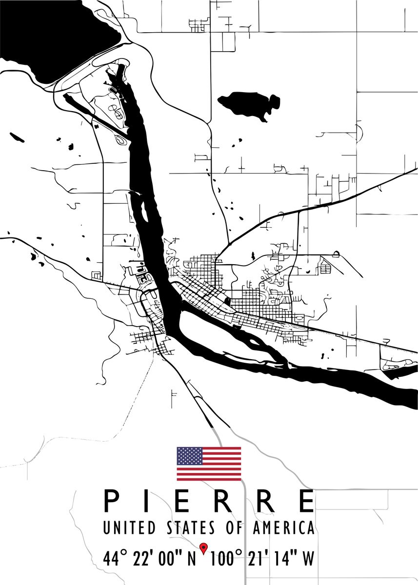 'PIERRE MAP USA' Poster, picture, metal print, paint by Artistic ...