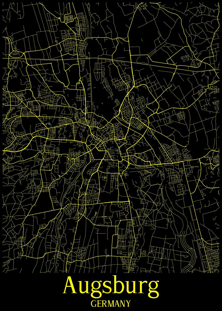 'Augsburg Map Germany' Poster, picture, metal print, paint by Max Ronn ...