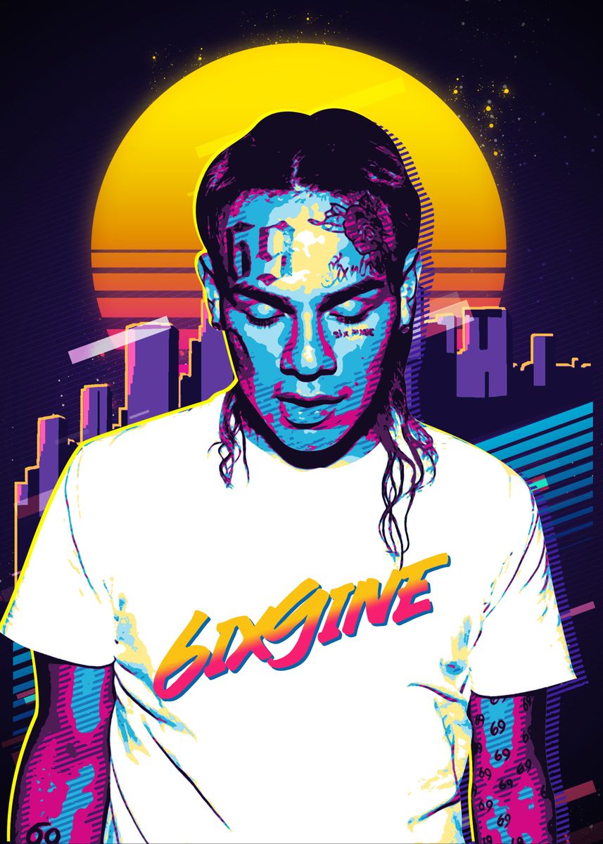 '6ix9ine' Poster, picture, metal print, paint by Most Popular Cult ...