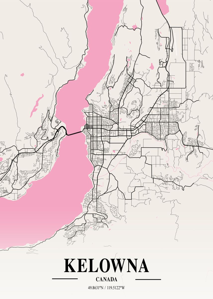 'Kelowna Neapolitan Map' Poster by Tien Stencil | Displate