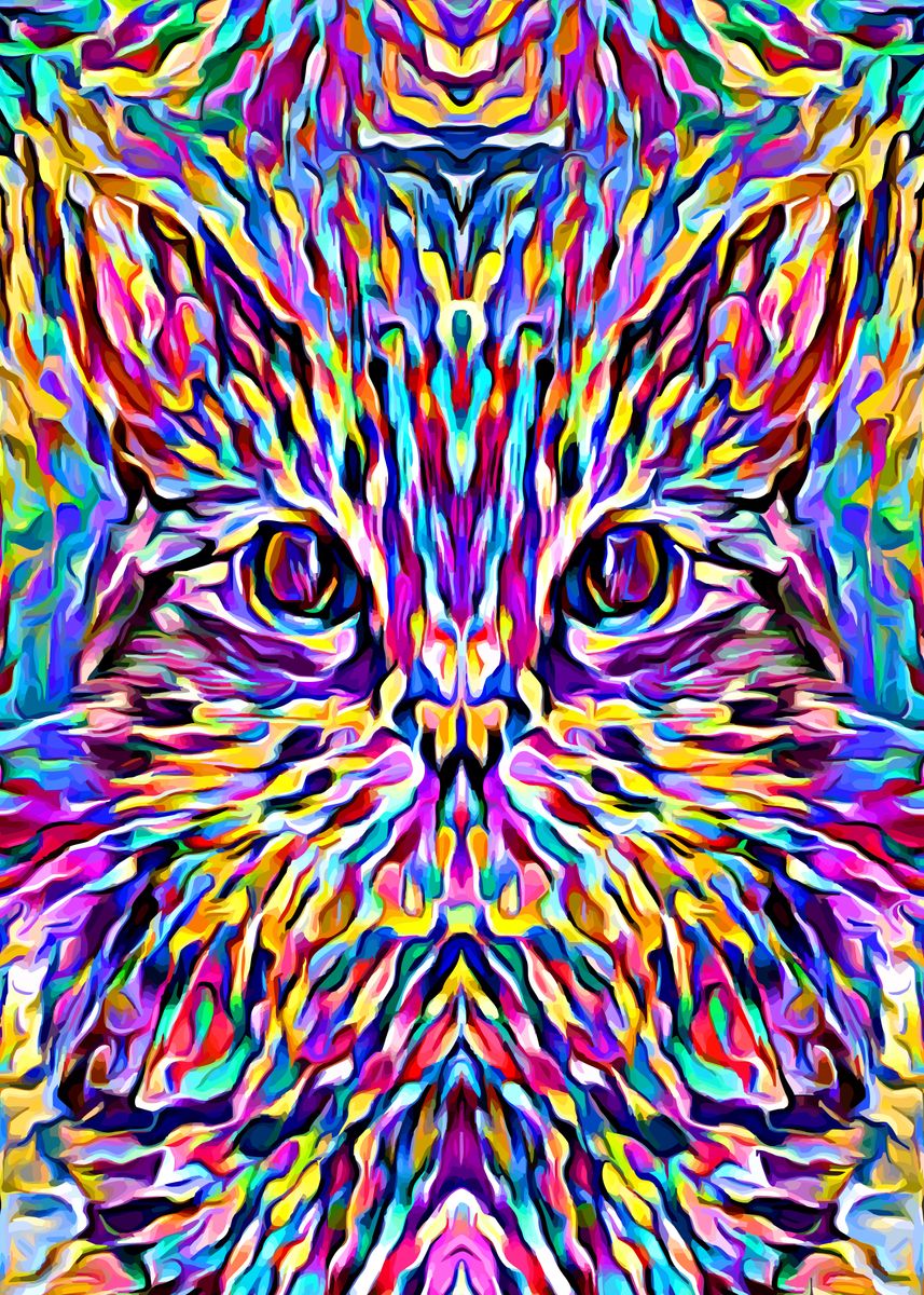 'Cat Colorful' Poster, picture, metal print, paint by MasterHead | Displate