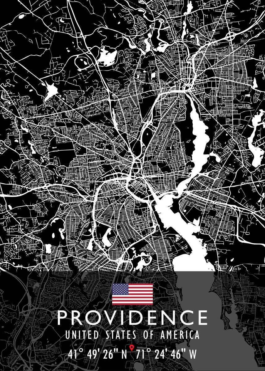 'PROVIDENCE MAP USA' Poster, picture, metal print, paint by Artistic ...