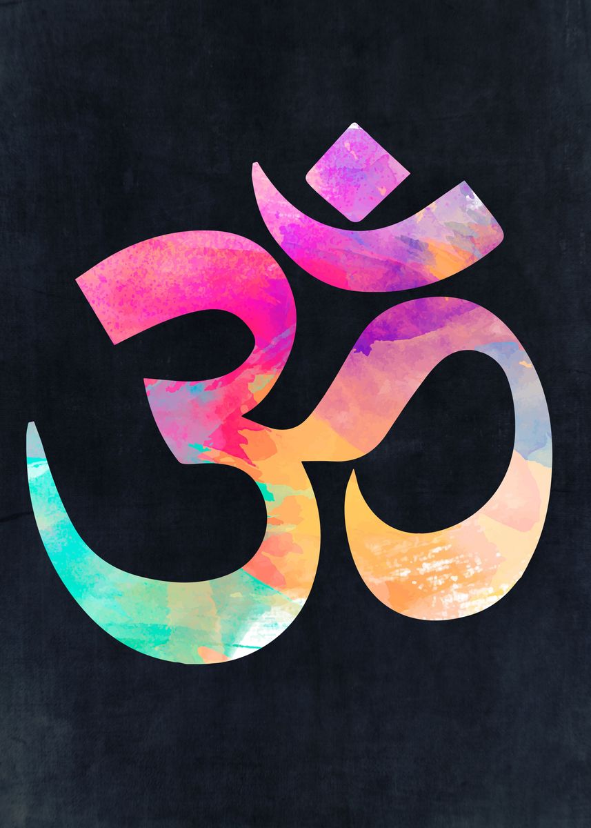 'Watercolor Colorful Om' Poster, picture, metal print, paint by John ...
