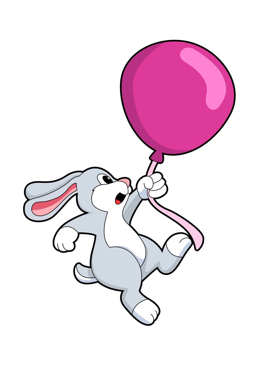 'Rabbit Balloon' Poster, picture, metal print, paint by Markus Schnabel ...