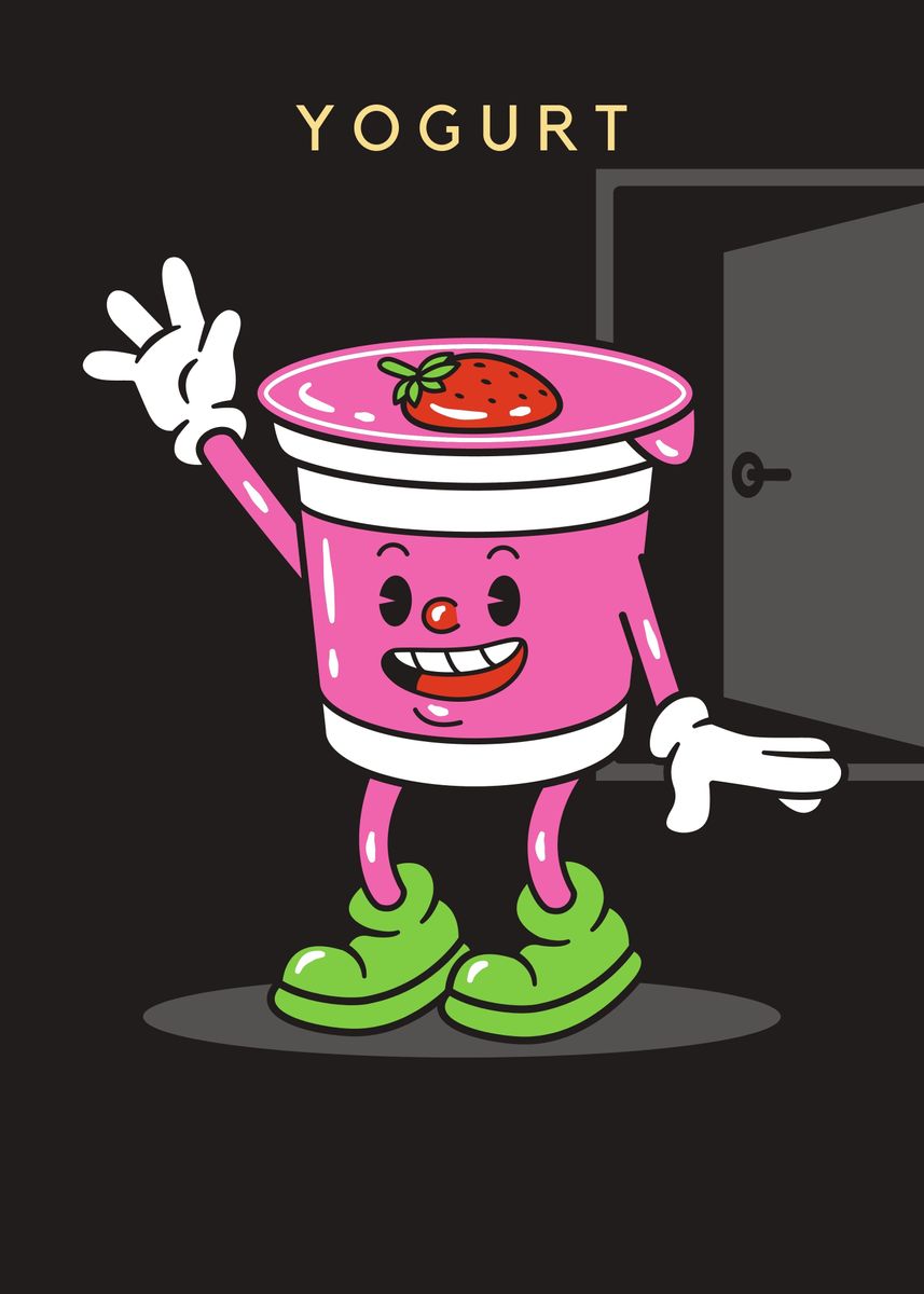 'Yogurt Show Cartoon' Poster, picture, metal print, paint by Zero Nine ...