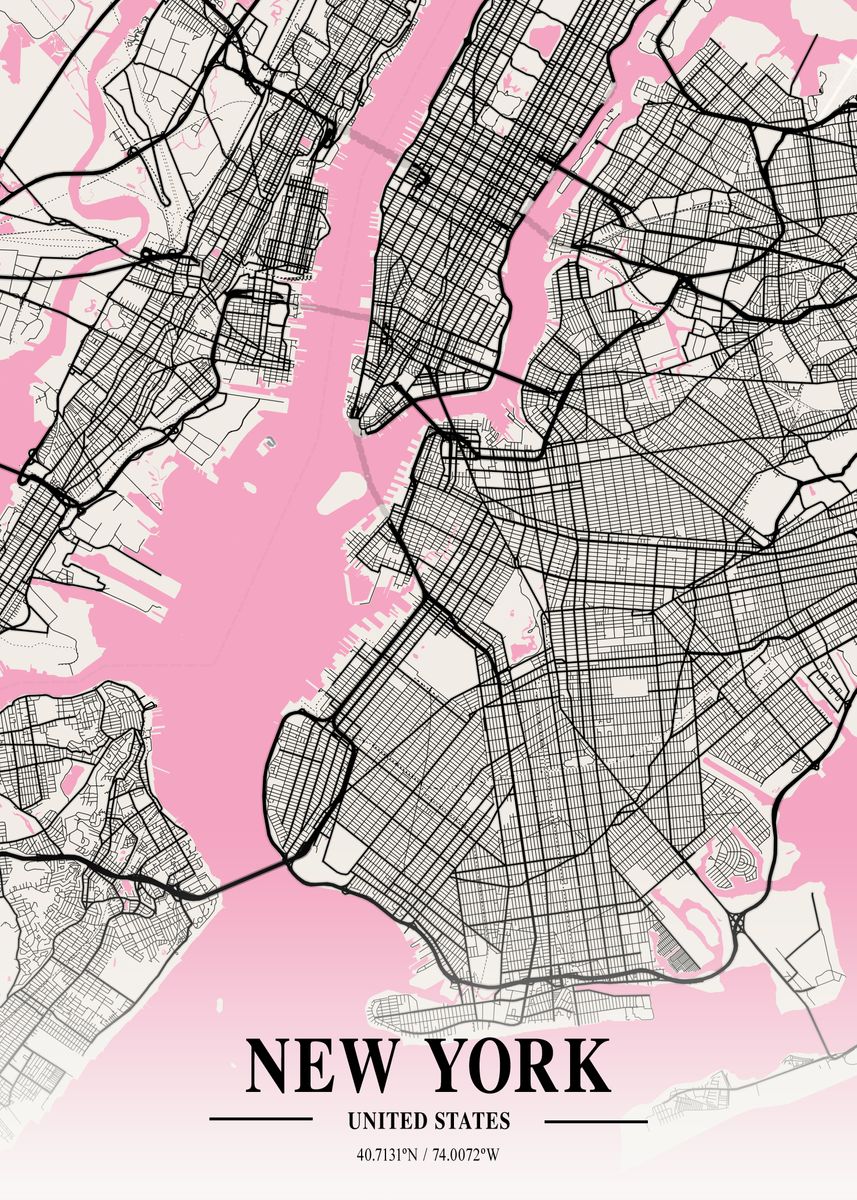 'New York Neapolitan Map' Poster by Tien Stencil | Displate