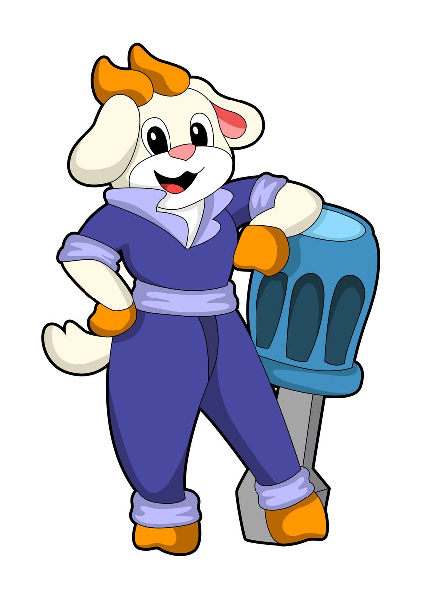 'Goat Mechanic Screwdriver' Poster, picture, metal print, paint by ...