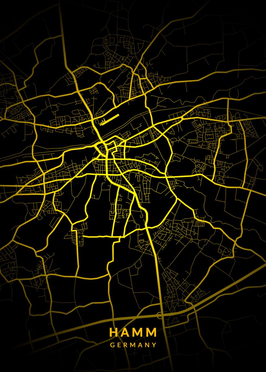 'Hamm City in Germany Map' Poster, picture, metal print, paint by Zero ...