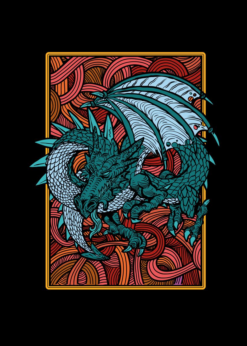 'Dragon' Poster, picture, metal print, paint by BestPrints | Displate