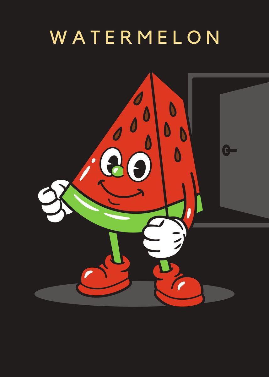 'Watermelon Show Cartoon' Poster, picture, metal print, paint by Zero ...