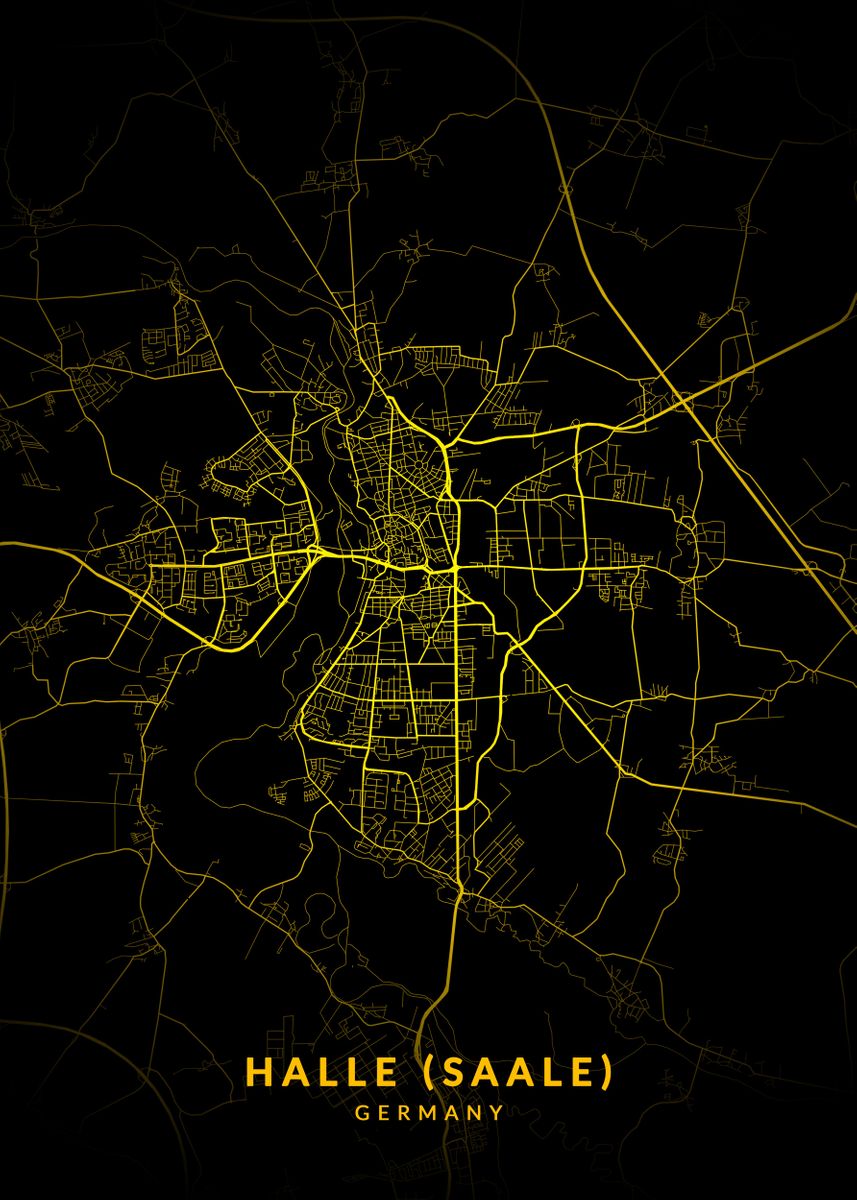 'Halle City in Germany Map' Poster, picture, metal print, paint by Zero ...