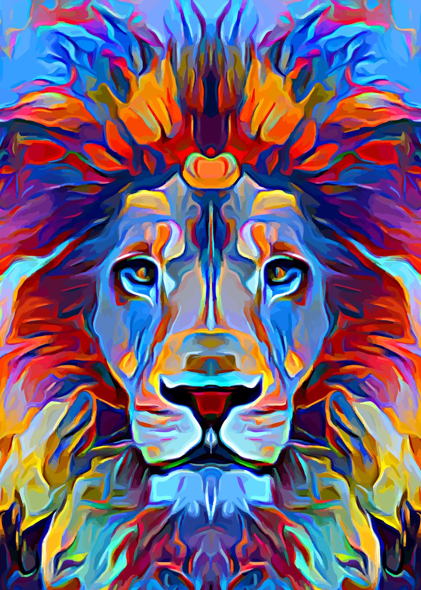 'Lion Colorful' Poster, picture, metal print, paint by MasterHead ...