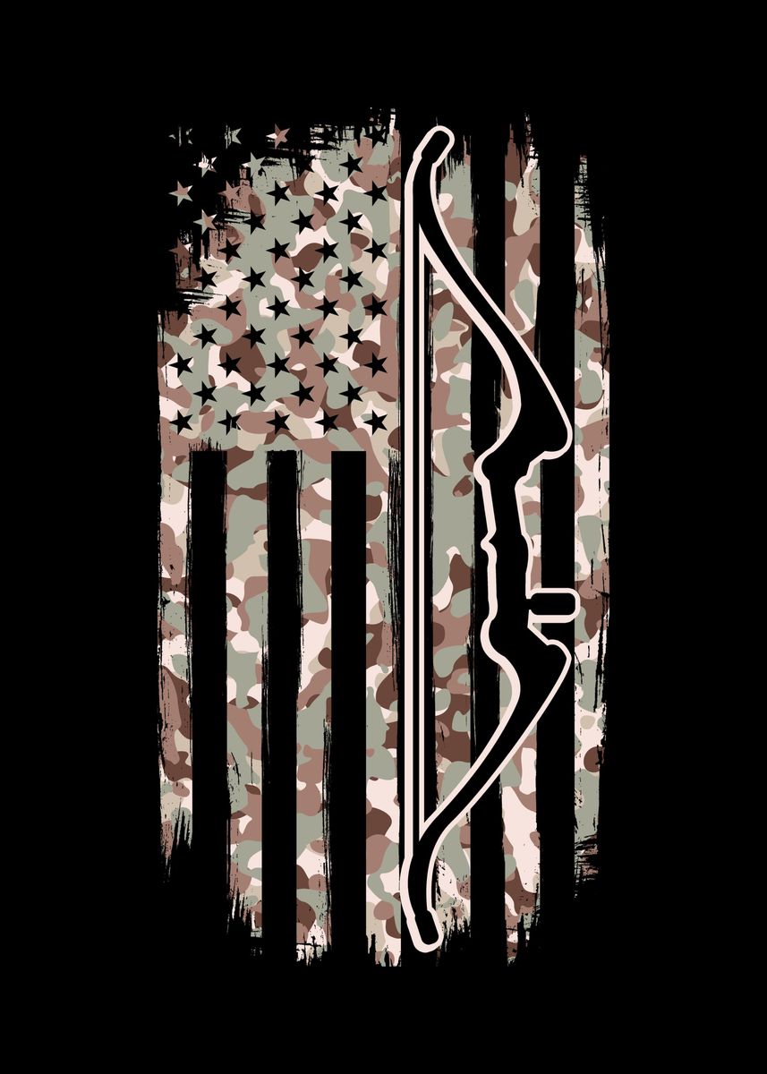 'Archery Archer USA Flag' Poster, picture, metal print, paint by Mealla ...