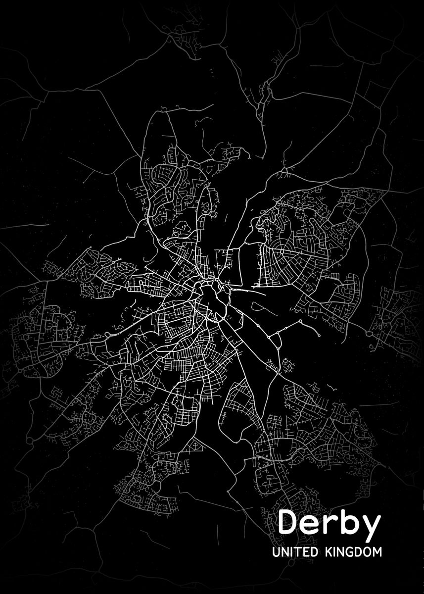 'Derby City Map UK' Poster, picture, metal print, paint by jodotodesign ...