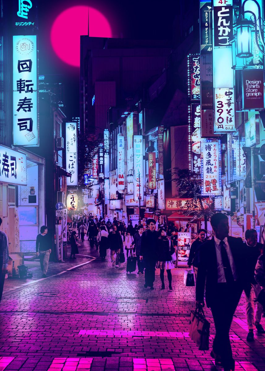 'Japan Street Building' Poster, picture, metal print, paint by Ziartz ...