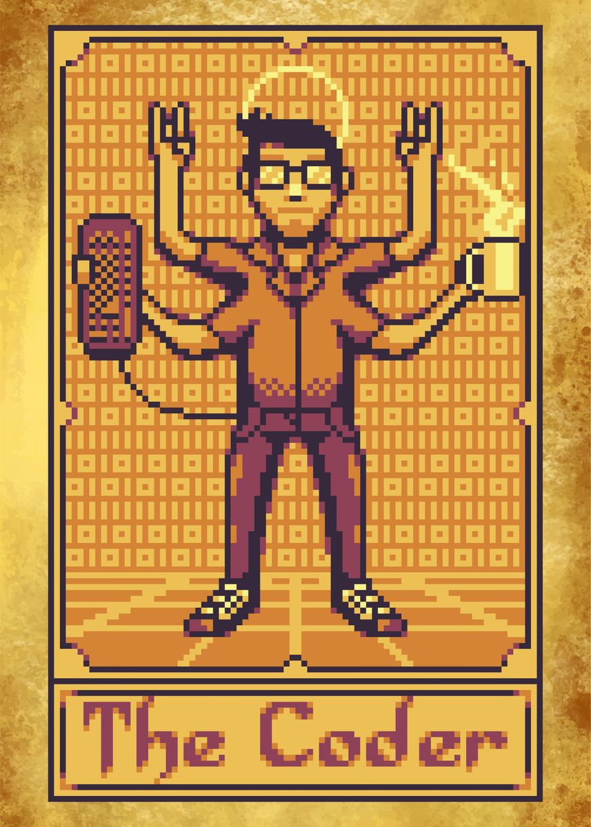 'The Coder Pixel Tarot' Poster, picture, metal print, paint by ...