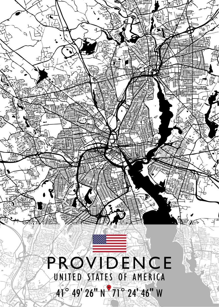 'PROVIDENCE MAP USA' Poster, picture, metal print, paint by Artistic ...