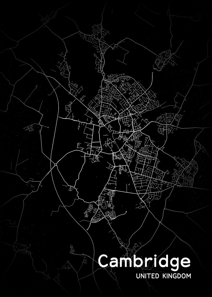 'Cambridge City Map UK' Poster, picture, metal print, paint by ...