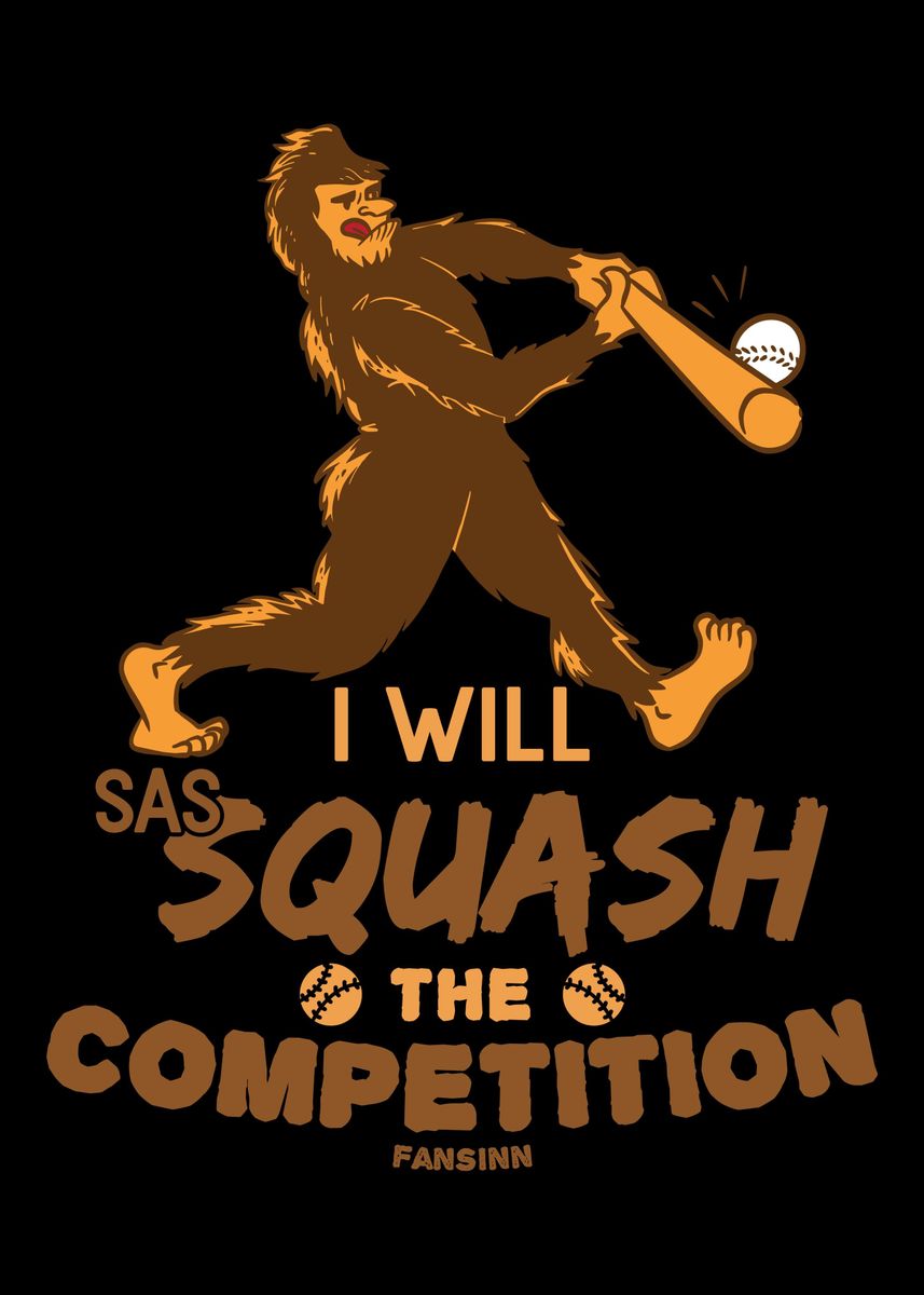 'Yeti Bigfoot Baseball Sasq' Poster, picture, metal print, paint by ...