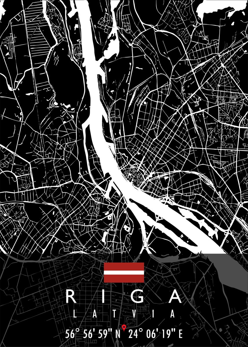 'RIGA MAP LATVIA' Poster by Artistic Paradigms | Displate