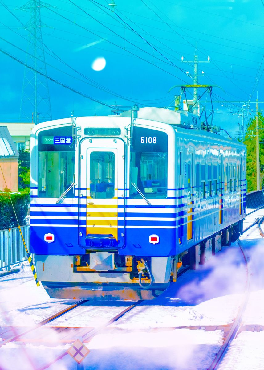'Minato Japan Blue Train' Poster, picture, metal print, paint by Ziartz ...