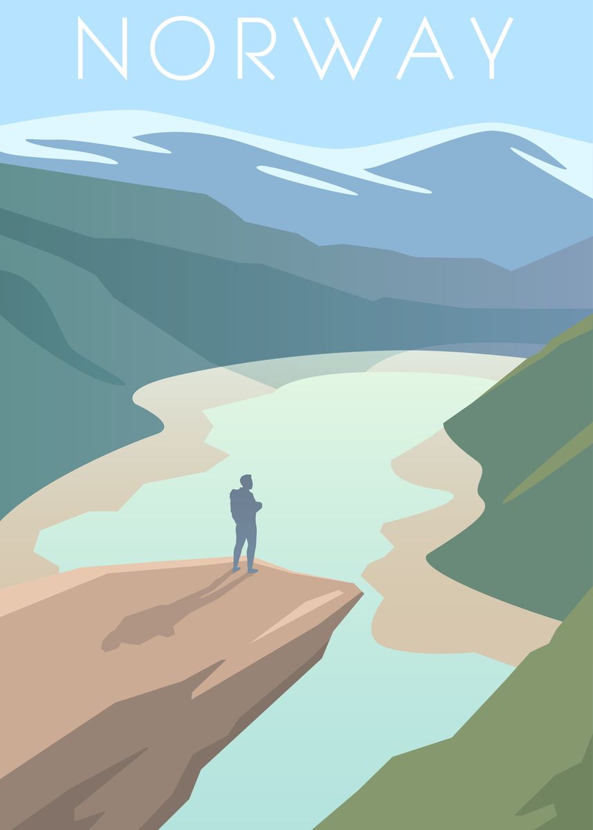 'Norway' Poster, picture, metal print, paint by Aloke Design | Displate