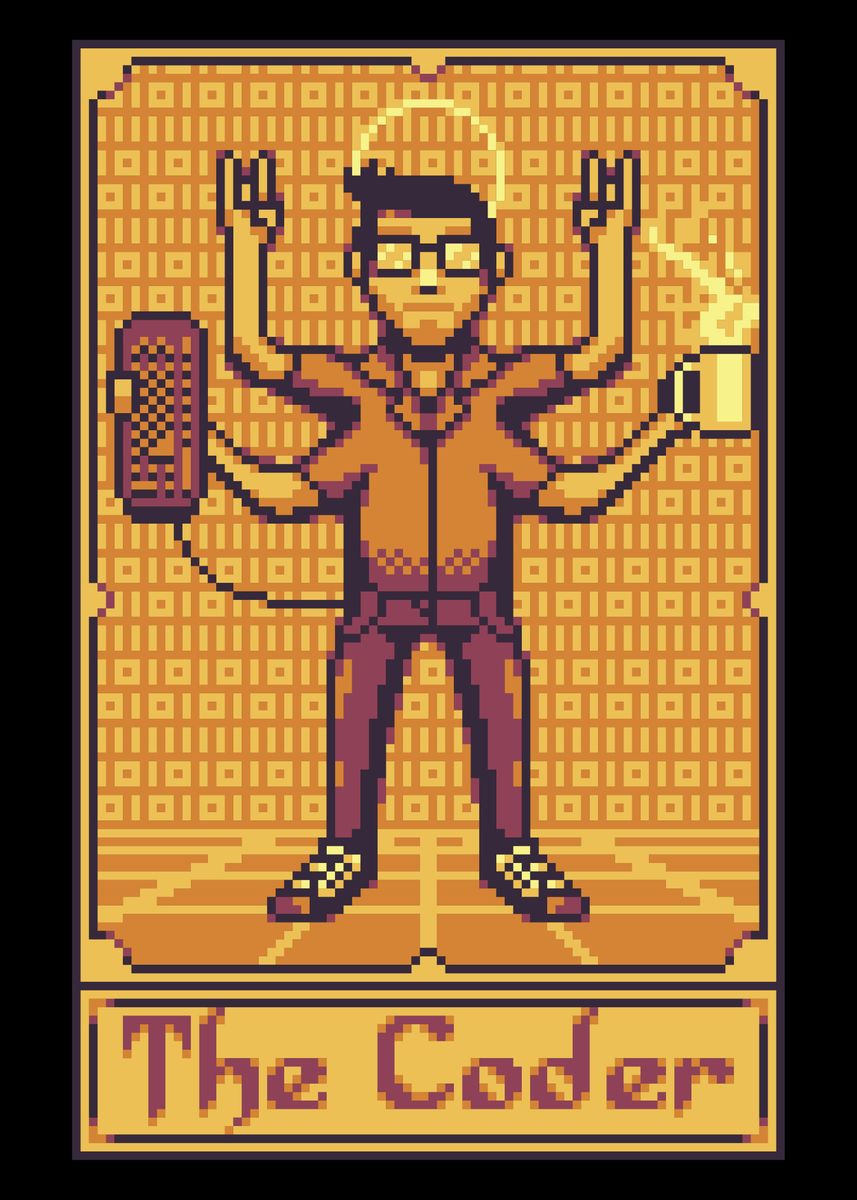 'Pixel Tarot Card Coder' Poster, picture, metal print, paint by Poster ...