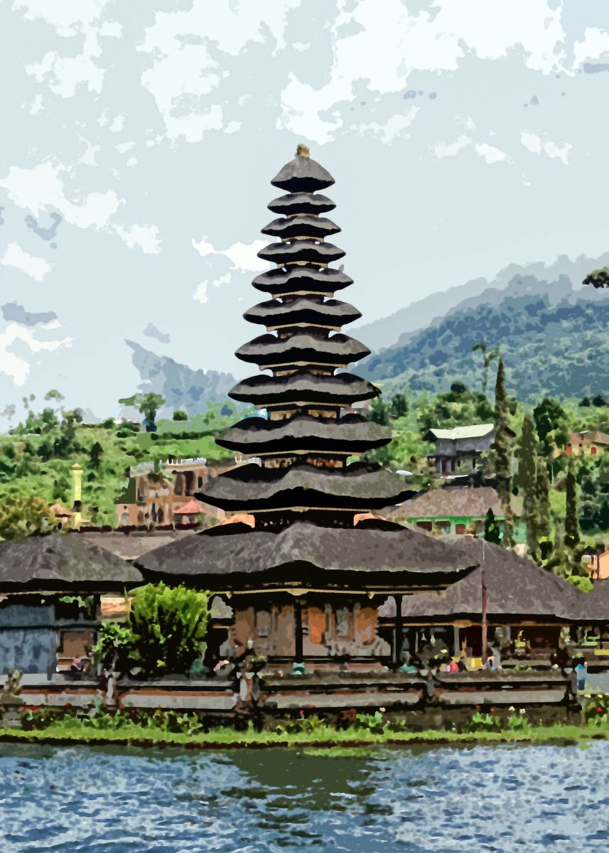 'Bali Temple painted' Poster, picture, metal print, paint by Max Ronn ...