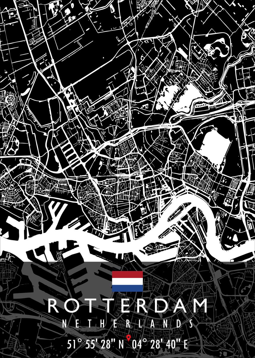 'ROTTERDAM MAP NETHERLANDS' Poster by Artistic Paradigms | Displate