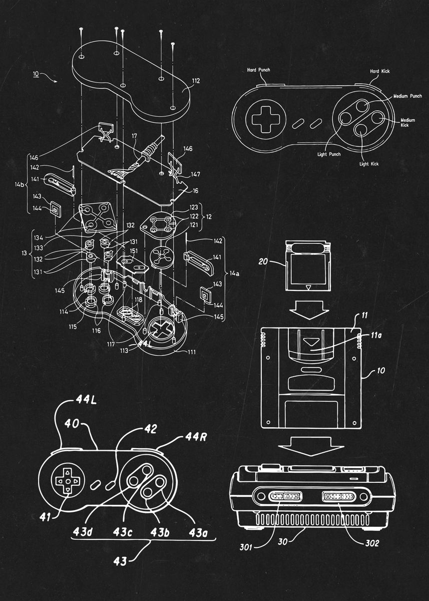 'Old game controller patent' Poster, picture, metal print, paint by ...