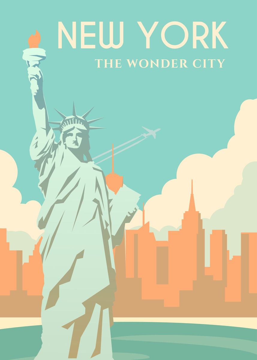 'New York' Poster, picture, metal print, paint by Aloke Design | Displate