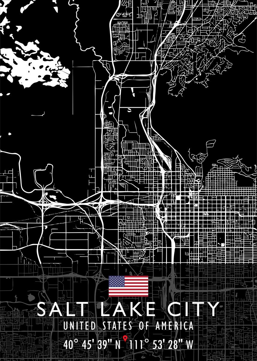 'SALT LAKE CITY MAP USA' Poster by Artistic Paradigms | Displate