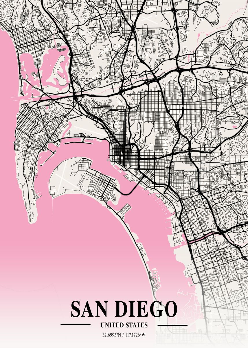 'San Diego Neapolitan Map' Poster by Tien Stencil | Displate