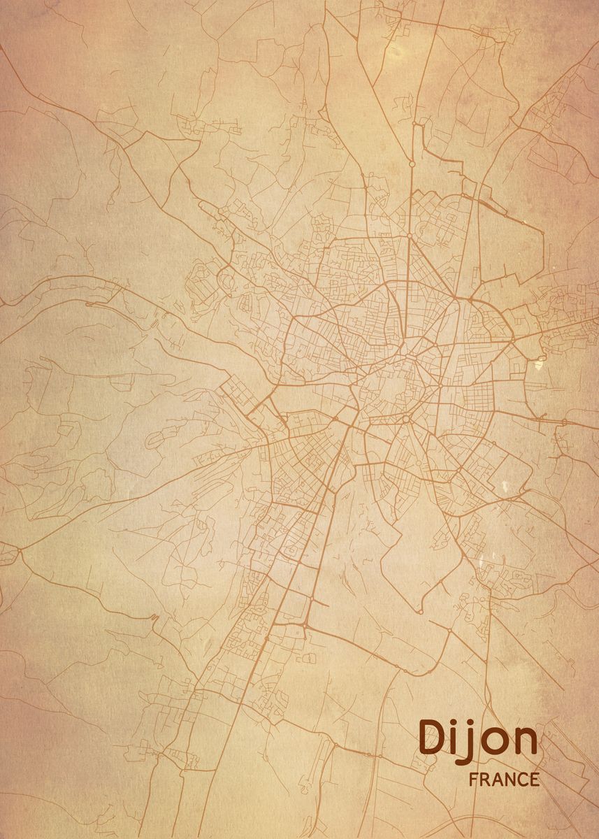 'Dijon City Map France' Poster, picture, metal print, paint by ...