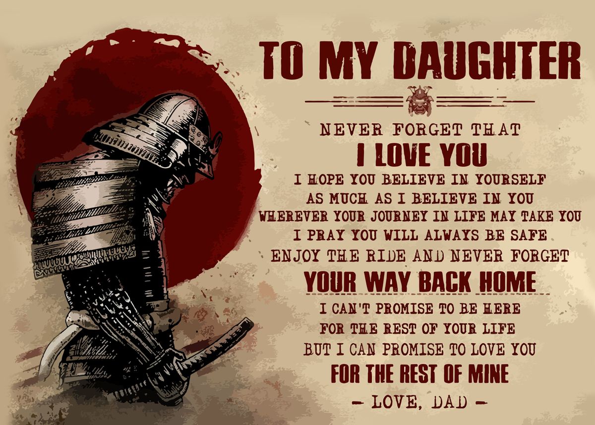 'SAMURAI DAD TO DAUGHTER' Poster by King ART | Displate