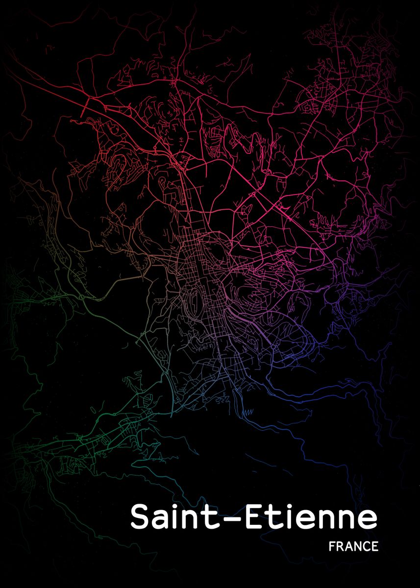 'Saint Etienne City France' Poster, picture, metal print, paint by ...