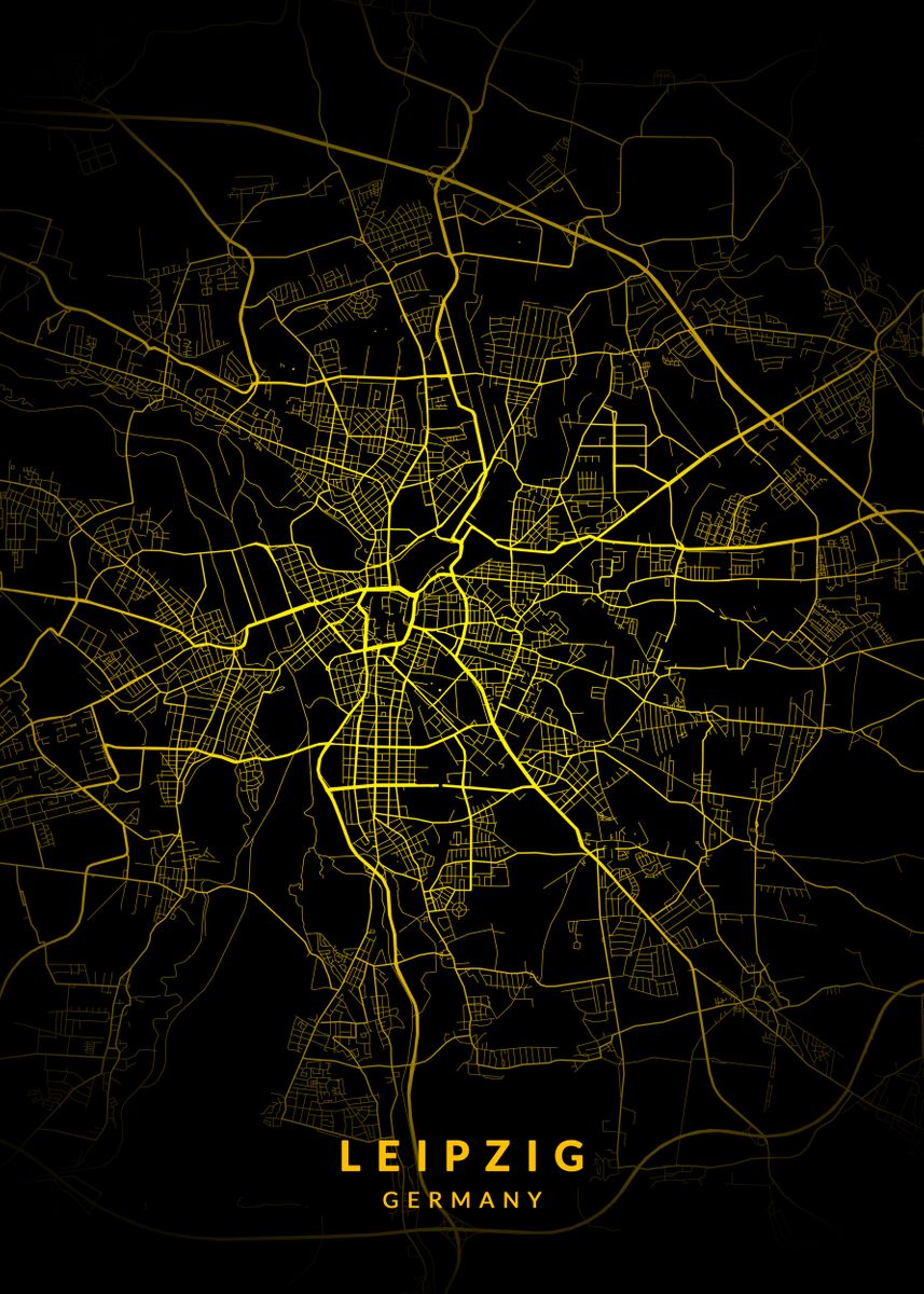 'Leipzig Germany City Map' Poster, picture, metal print, paint by Zero ...
