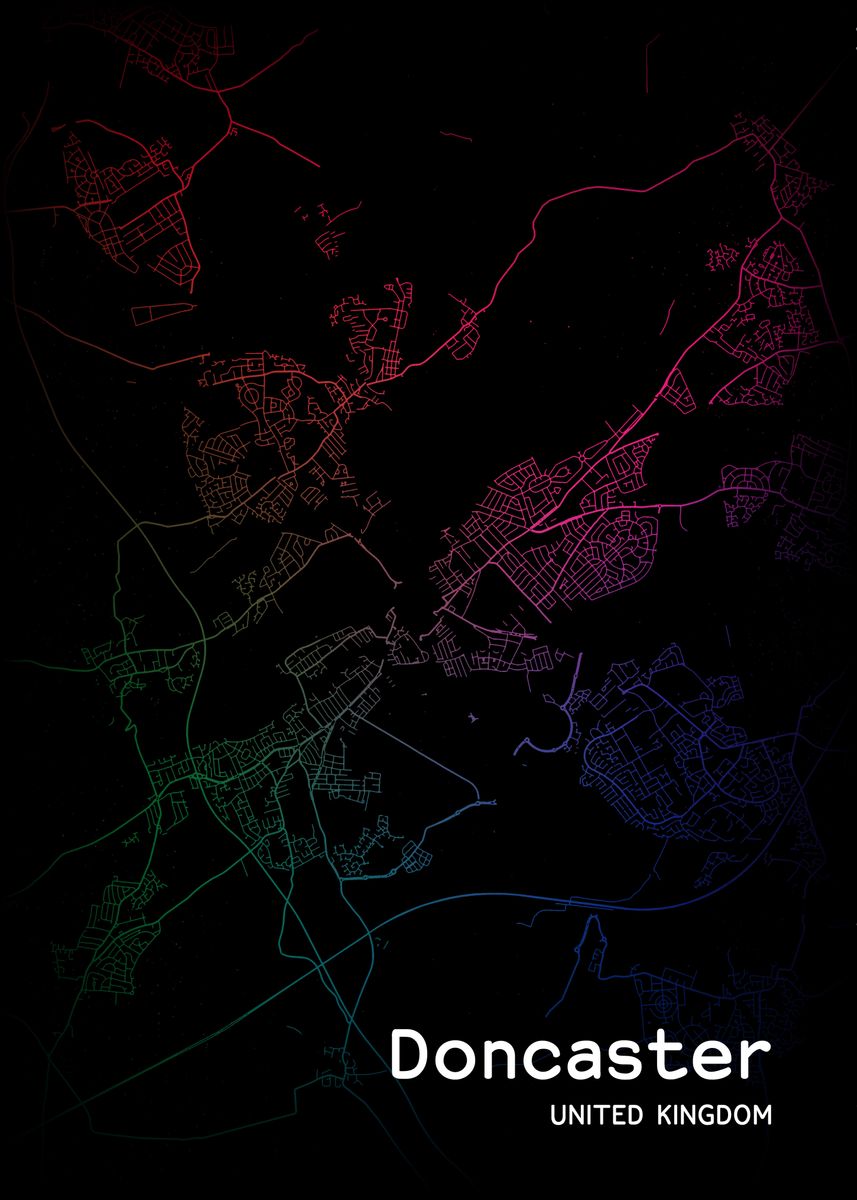 'Doncaster City Map UK' Poster, picture, metal print, paint by ...