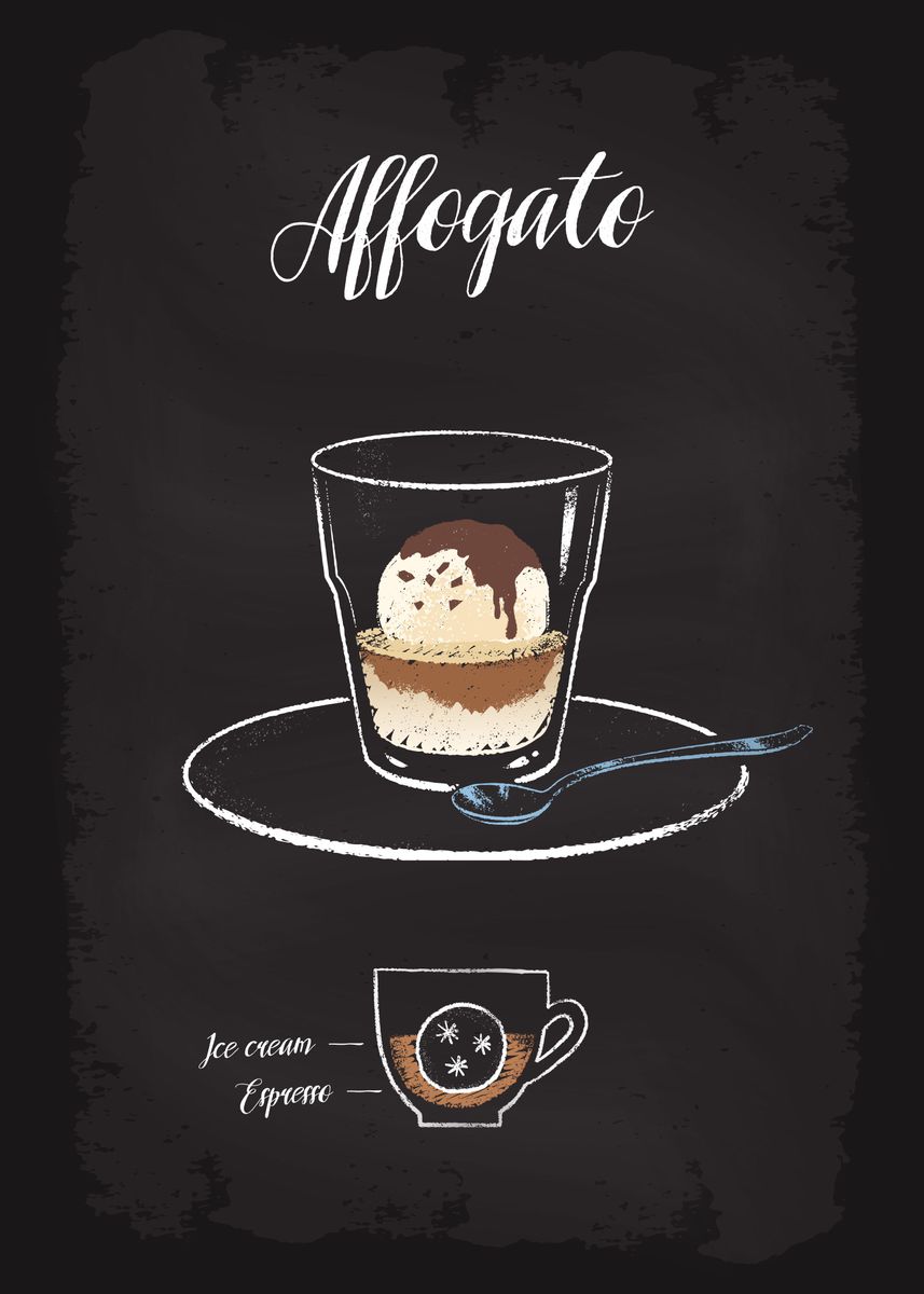 'Coffee Types Affogato' Poster, picture, metal print, paint by dkDesign ...