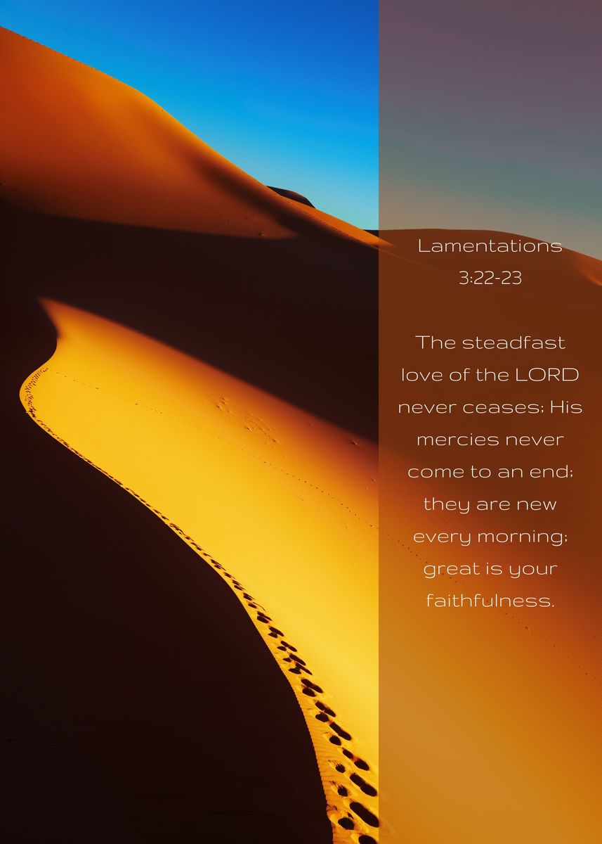 'Lamentations 3 v 22 to 23' Poster, picture, metal print, paint by ...