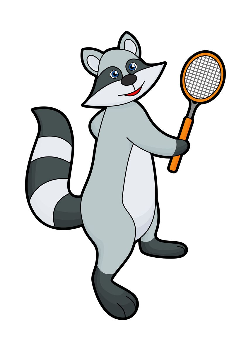 'Racoon Tennis Sports' Poster, picture, metal print, paint by Markus ...