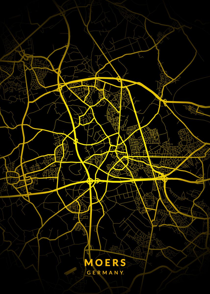 'Moers Germany City Map' Poster, picture, metal print, paint by Zero ...