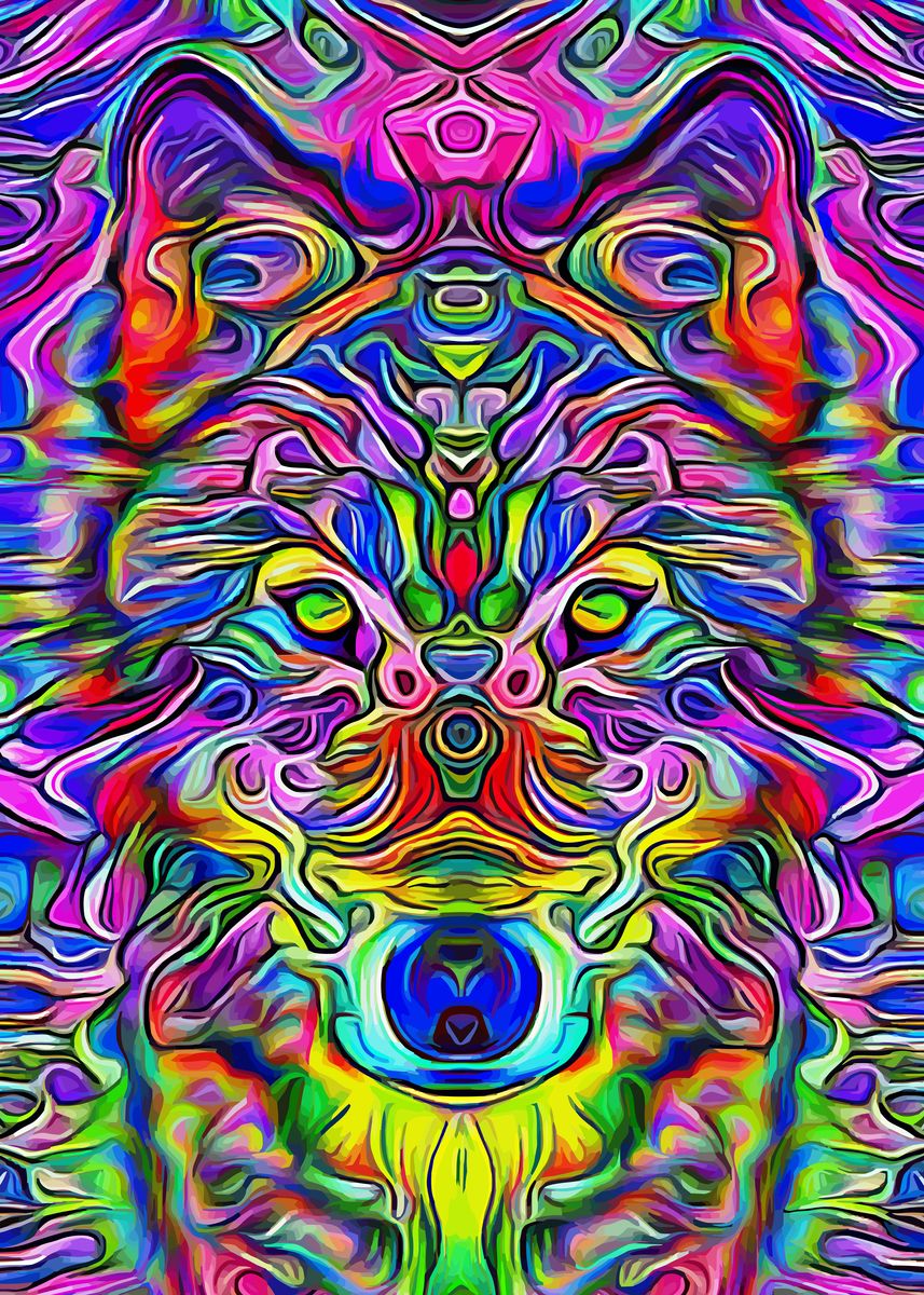 'Wolf Psychedelic' Poster, picture, metal print, paint by MasterHead ...
