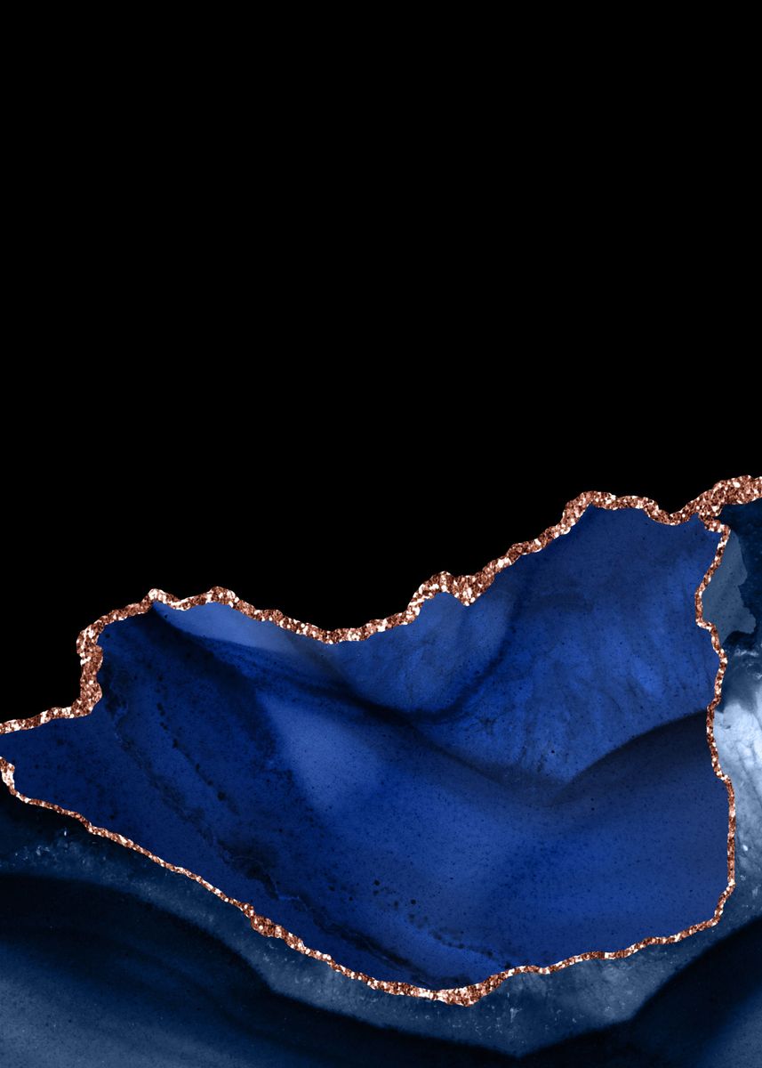 'Navy Rose Gold Agate Tex06' Poster by Aloke Design | Displate