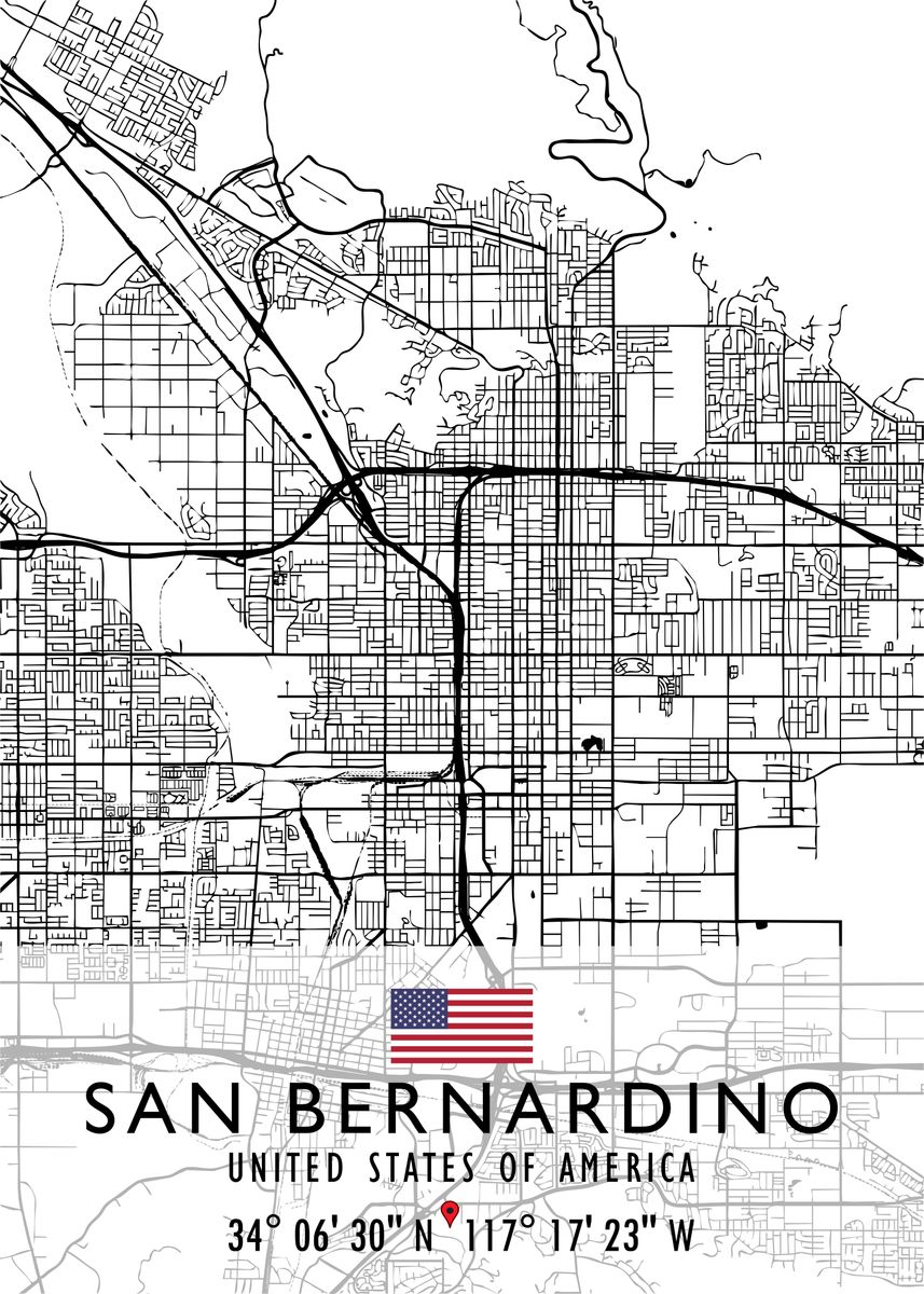 'SAN BERNARDINO MAP USA' Poster by Artistic Paradigms | Displate