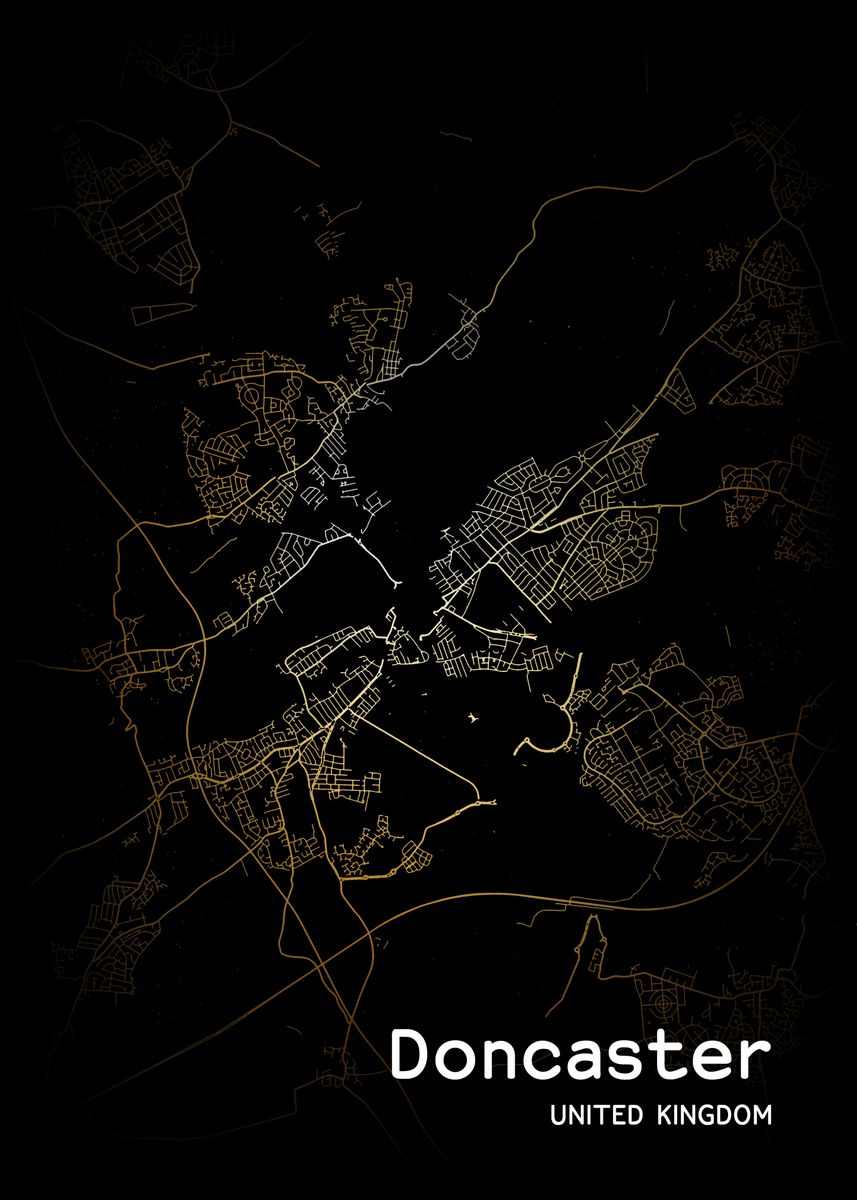 'Doncaster City Map UK' Poster, picture, metal print, paint by ...