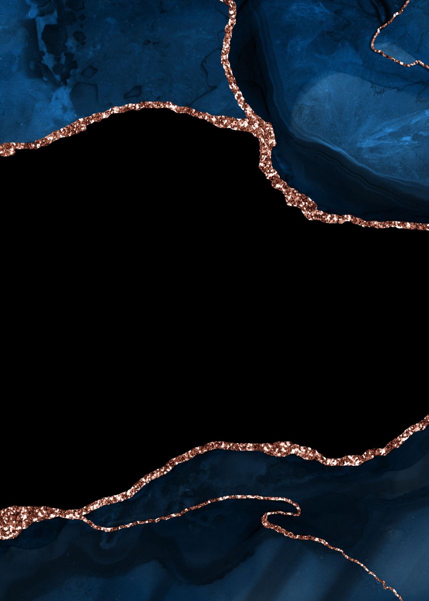 'Navy Rose Gold Agate Tex04' Poster, picture, metal print, paint by ...