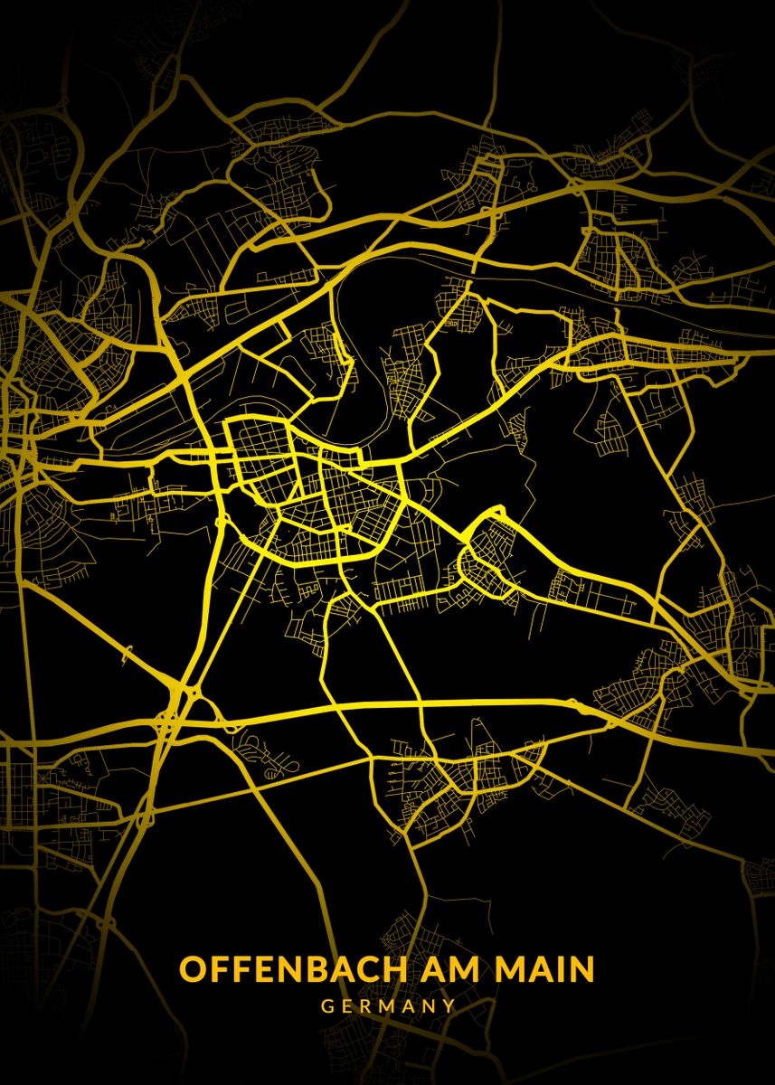 'Offenbach Germany City Map' Poster, picture, metal print, paint by ...