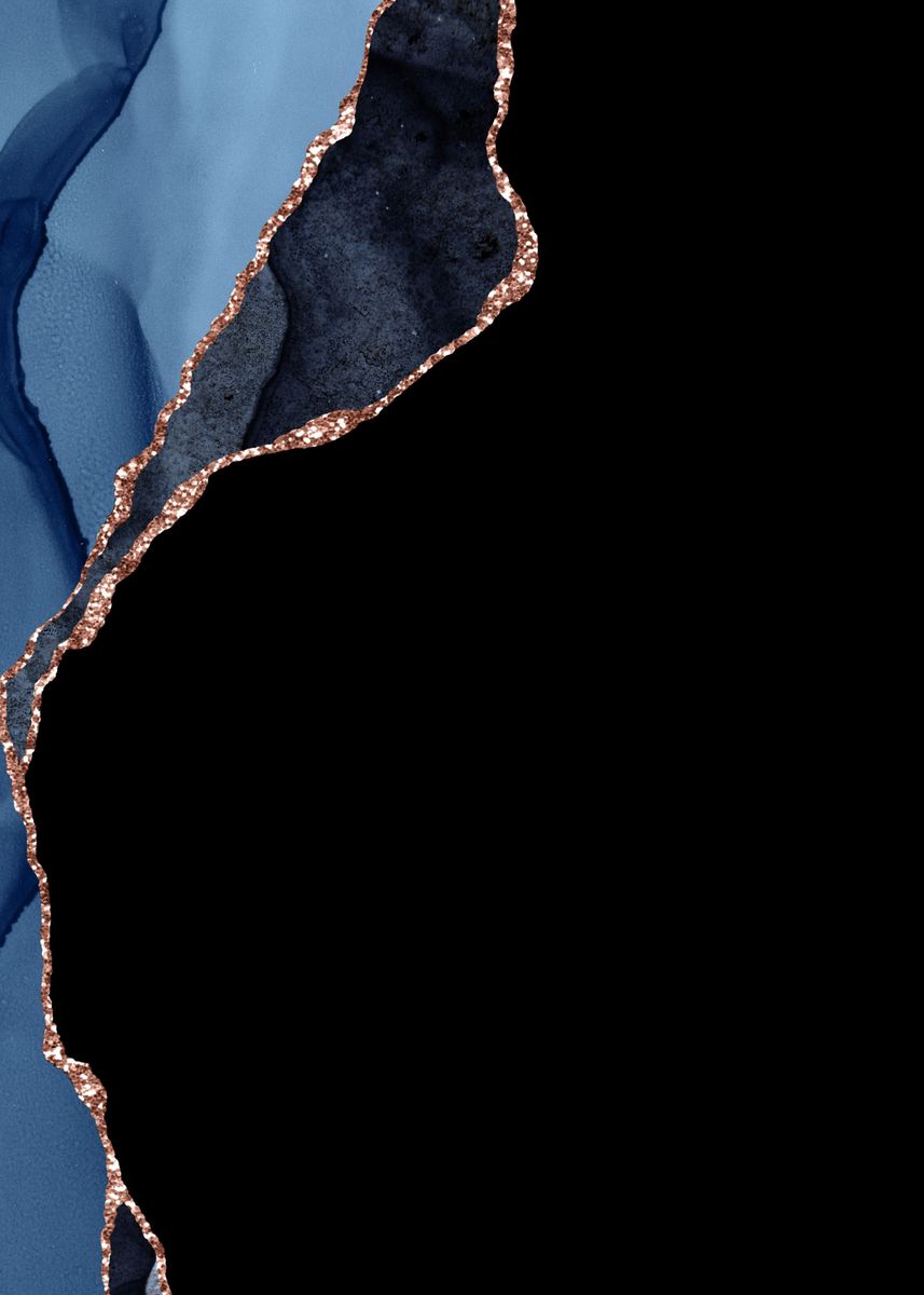 'Navy Rose Gold Agate Tex09' Poster, picture, metal print, paint by ...