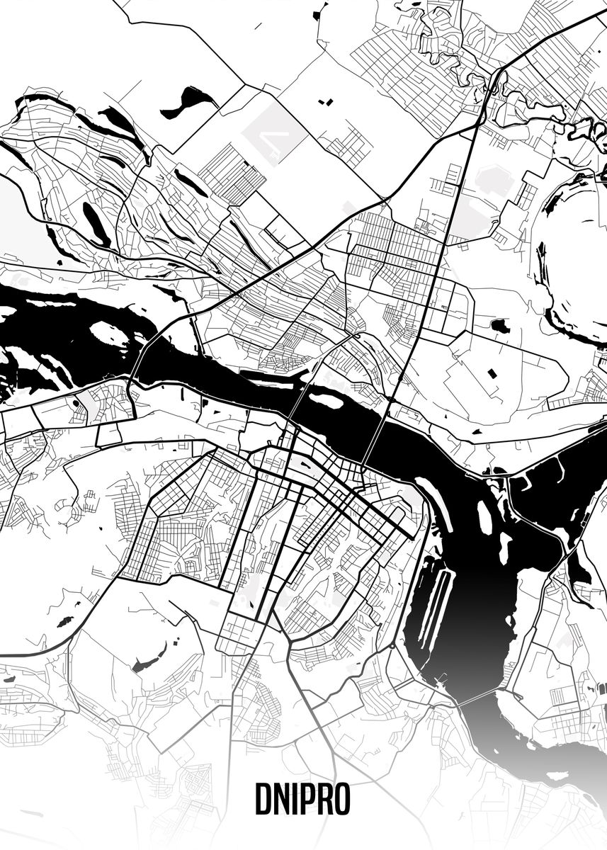 'Dnipro white map' Poster, picture, metal print, paint by LUNGHISTE ...